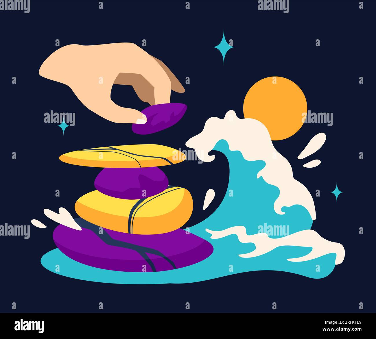 Stone tower on the wave - modern colored vector illustration Stock ...