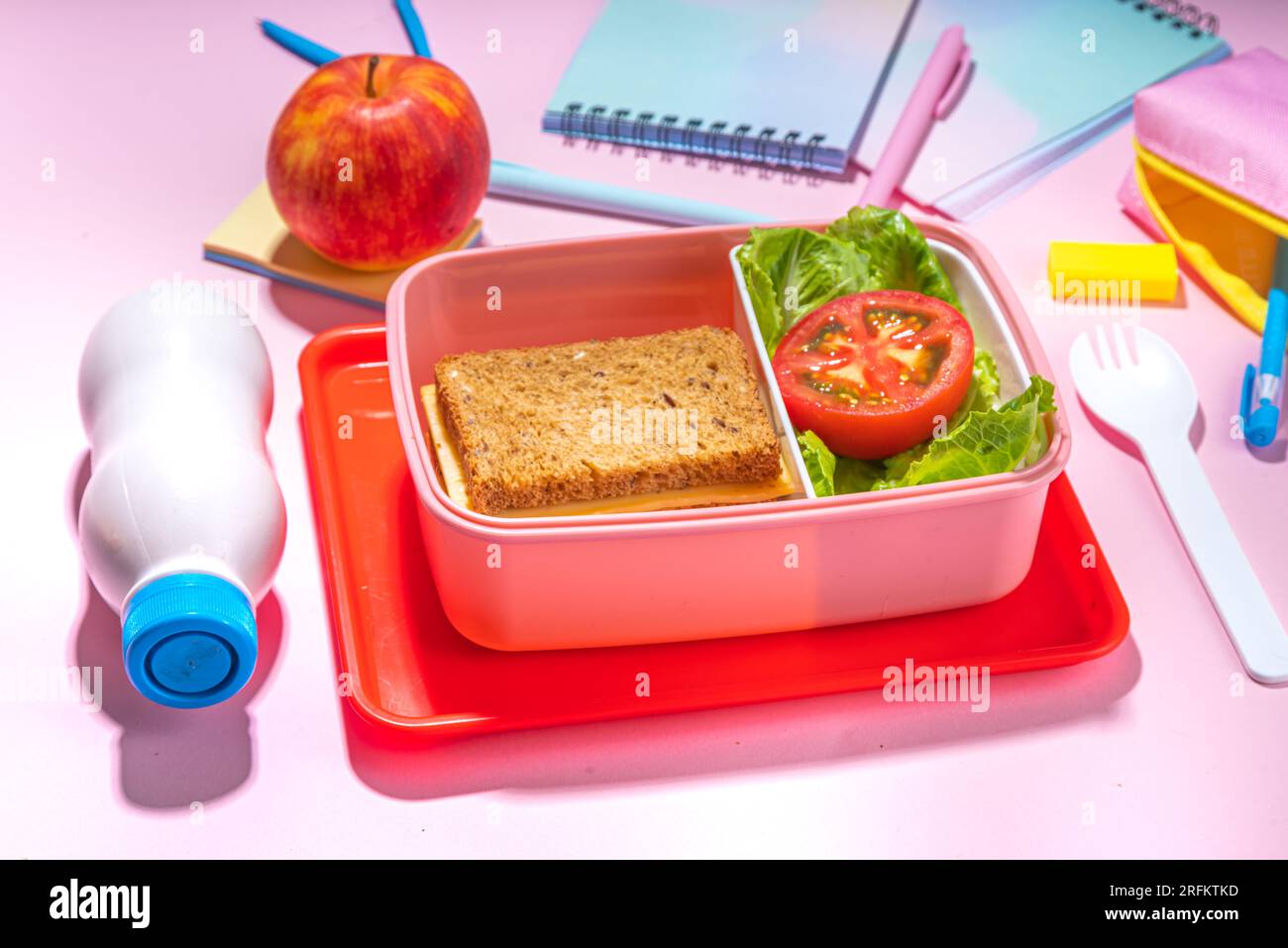 Healthy school meal, back to school concept. Children packed lunch box ...