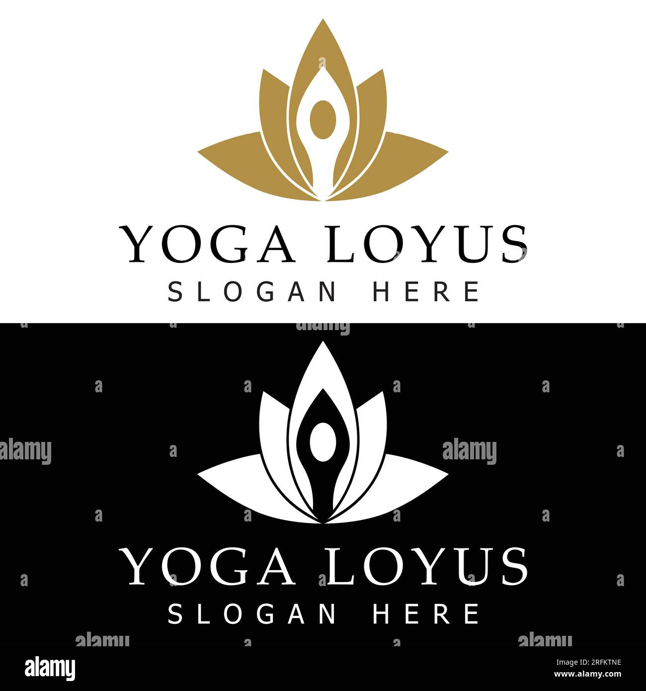 Luxury Yoga Lotus Flower with Human Yoga Posture Logo Design Stock ...