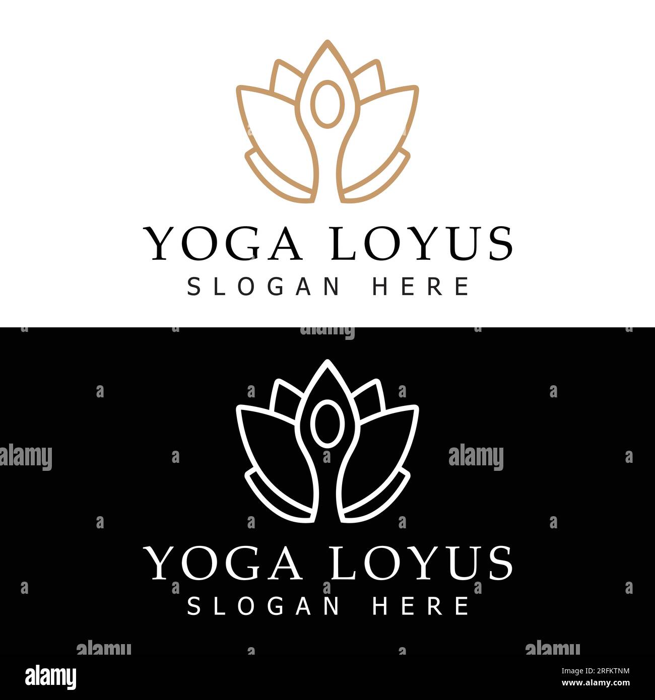 Luxury Yoga Lotus Flower with Human Yoga Posture Logo Design Stock ...