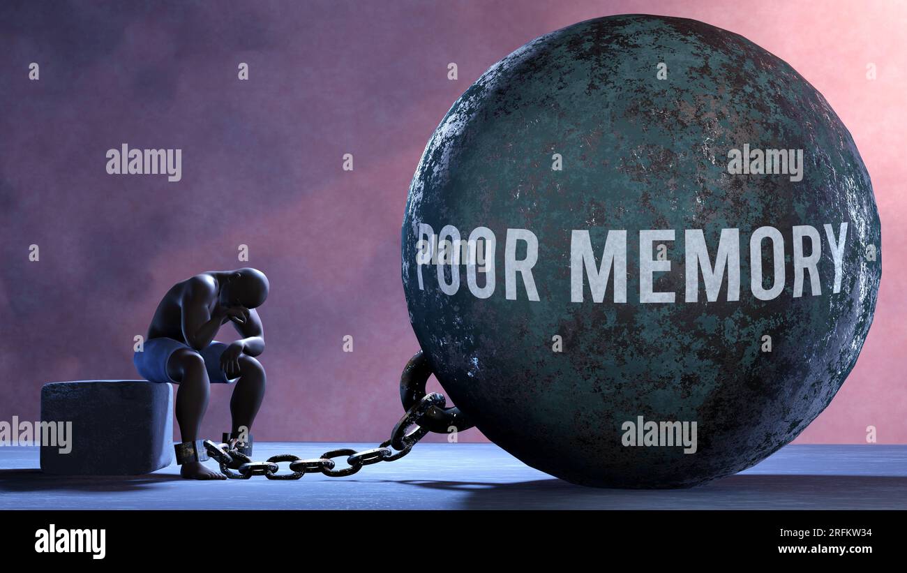 Poor Memory A Metaphor Showing Human Struggle With Poor Memory Resigned And Exhausted Person 