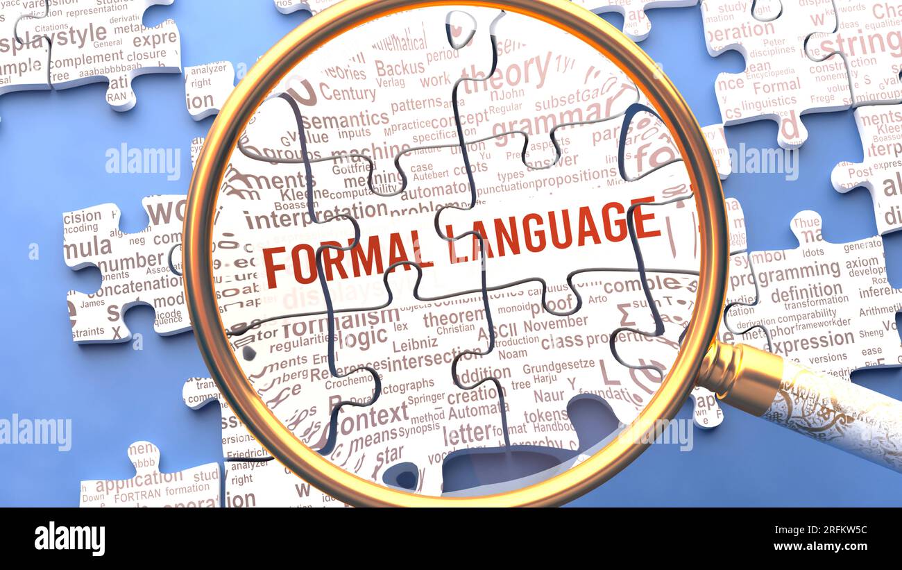 Formal language being closely examined along with multiple concepts and ...
