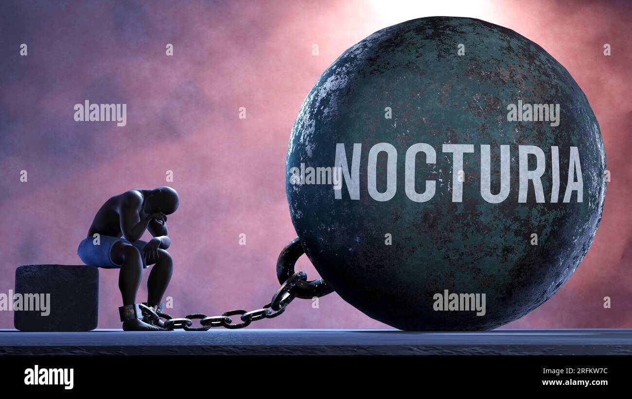 Nocturia - a metaphor showing human struggle with Nocturia. Resigned ...