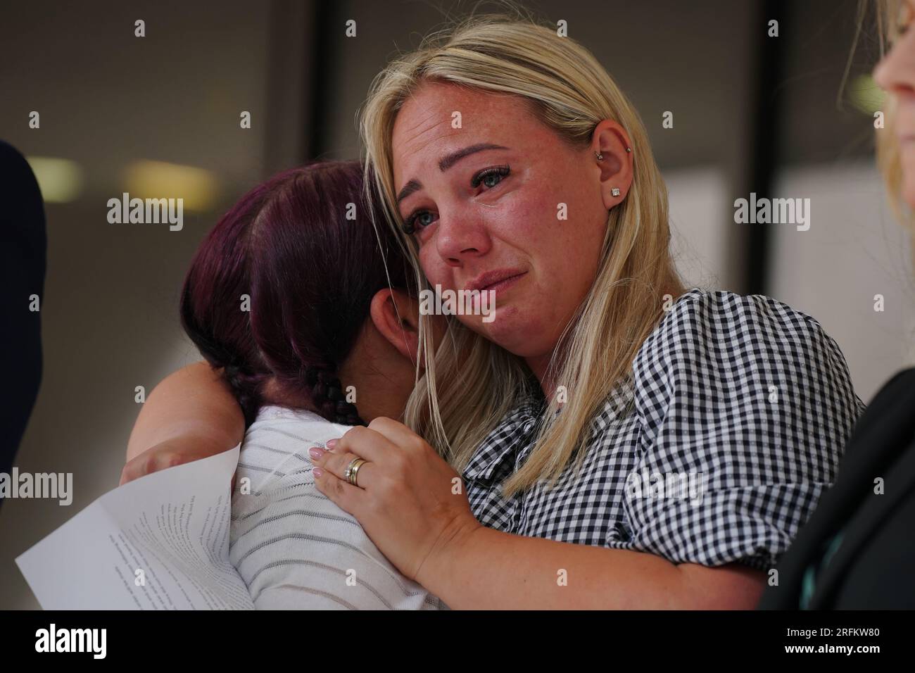 Sarah Reilly (right), mother of Harvey Reilly, outside Manchester Crown ...