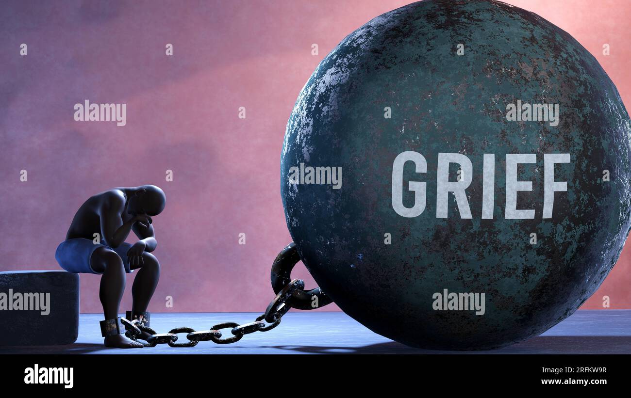 Grief - a metaphor showing human struggle with Grief. Resigned and ...