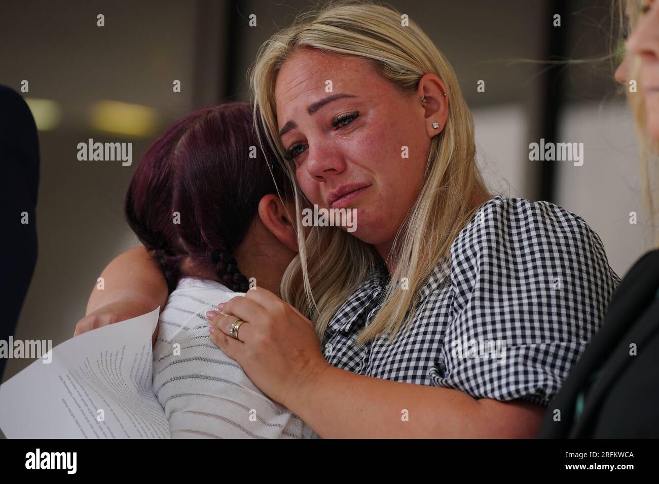 Sarah Reilly (right), mother of Harvey Reilly, outside Manchester Crown ...