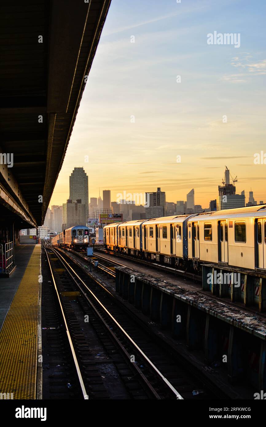 NYC Subway train station public transport copy space city life ...