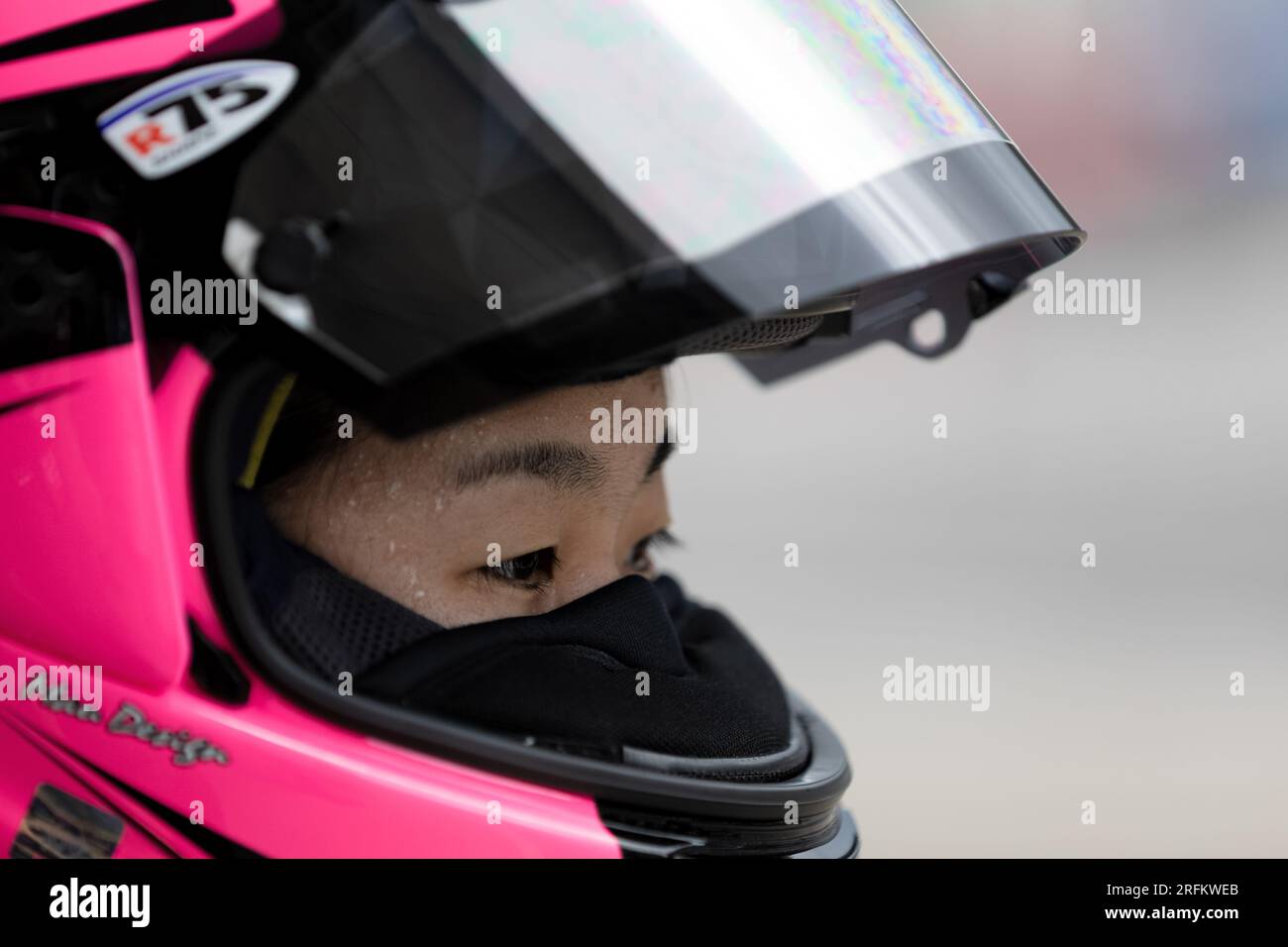 Suzuka, JAPAN, 4 August, 2023. Rider sweating in hot conditions during ...