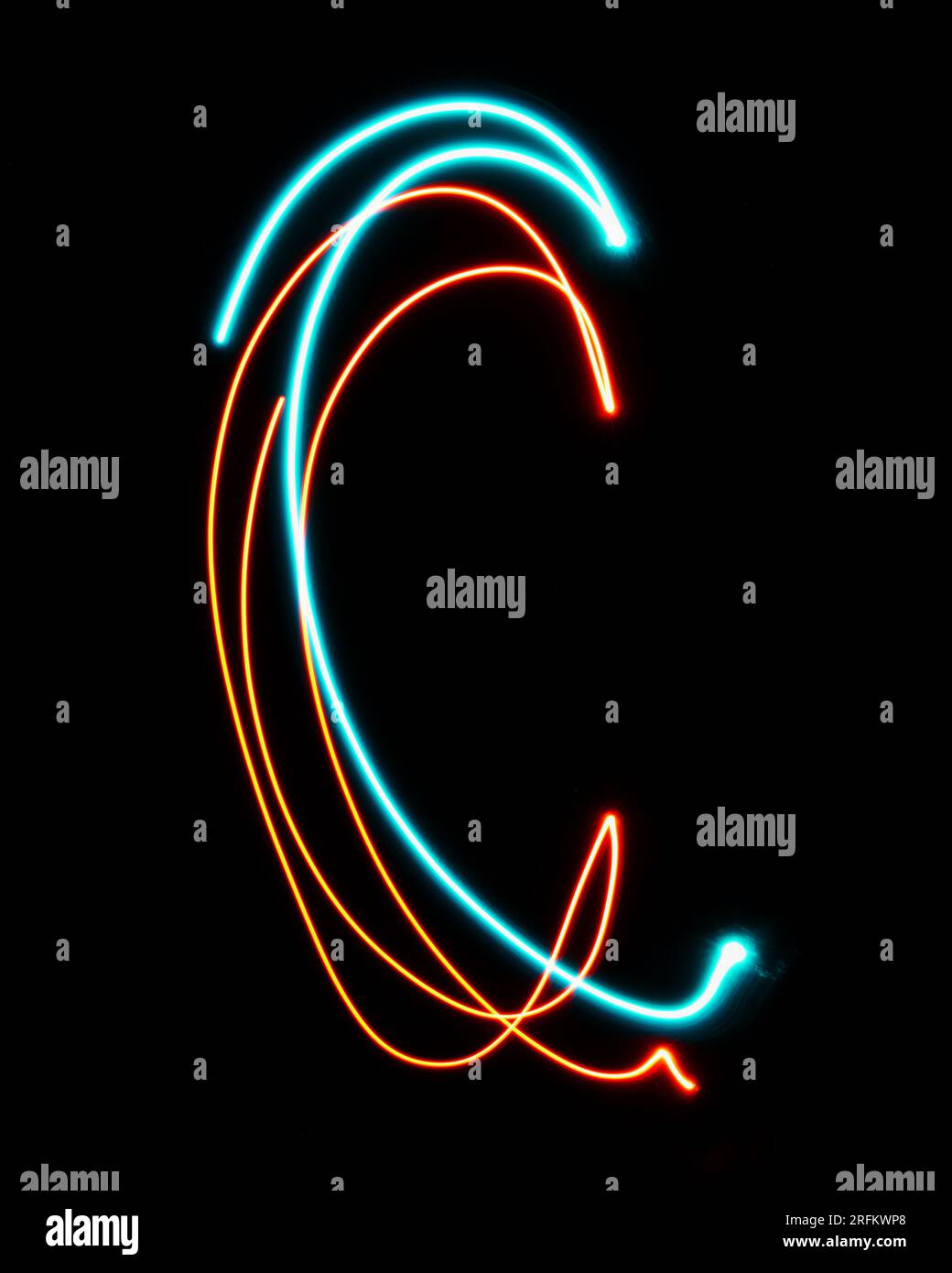 Letter C of the alphabet made from neon sign. The blue red light image ...