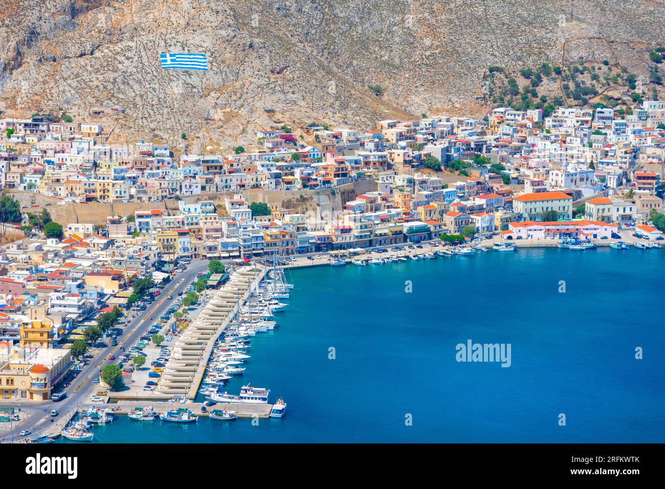 Scenic Pothia the capital of Kalymnos island, Dodecanese, Greece Stock ...
