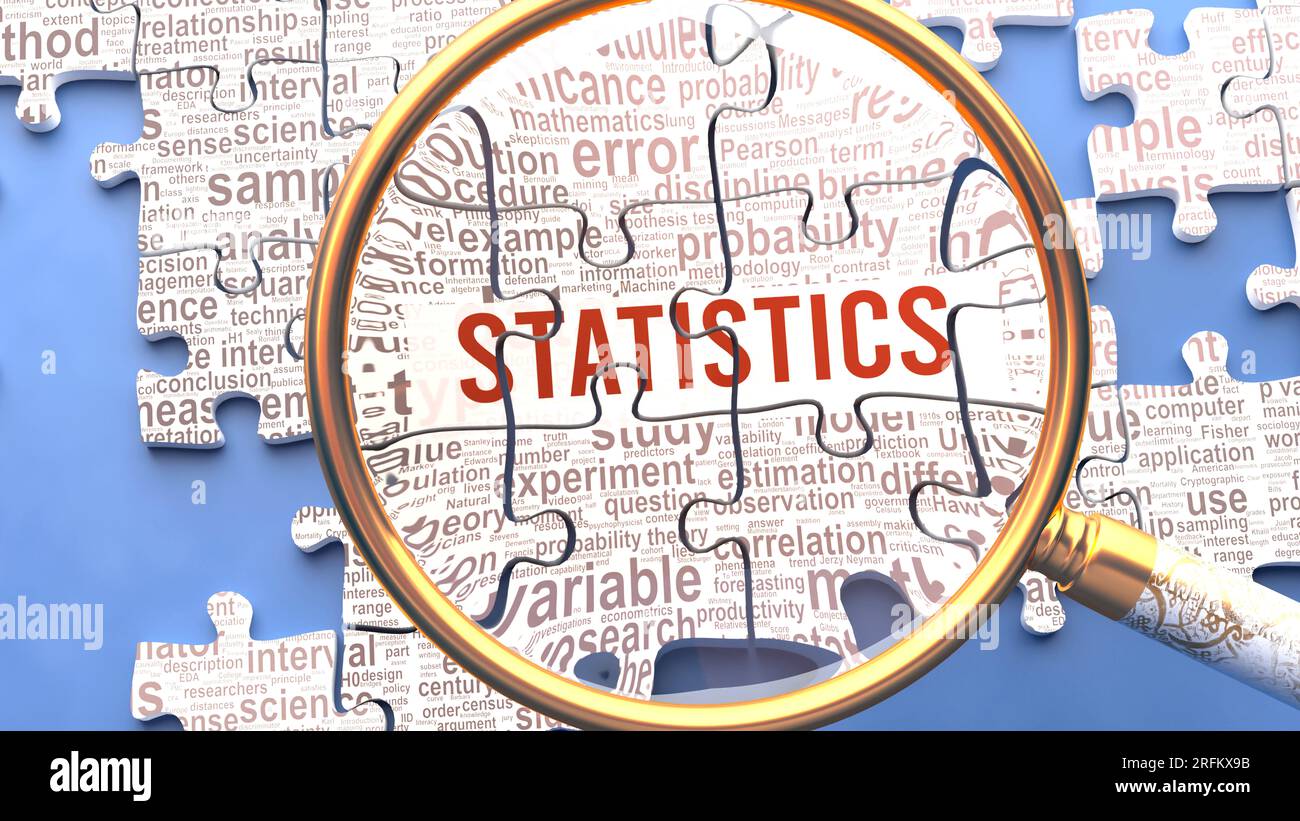 Statistics being closely examined along with multiple concepts and ...