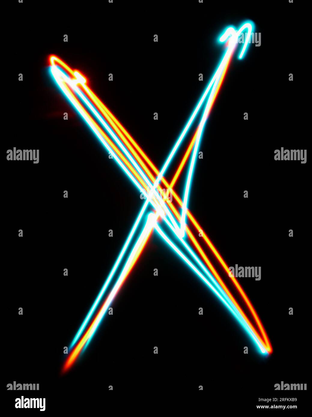 Letter X of the alphabet made from neon sign. The blue red light image ...