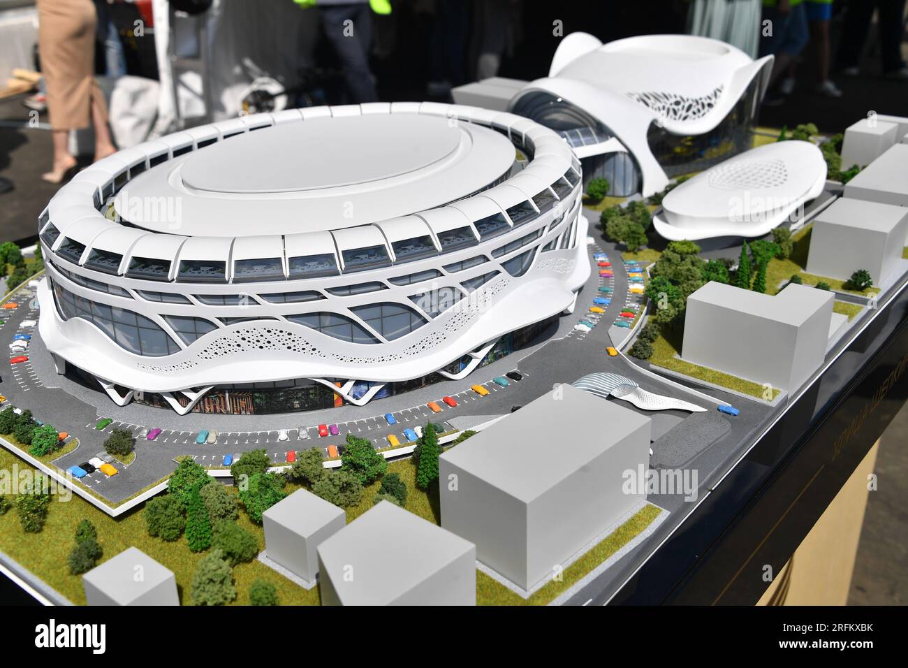 Moscow. Model of the `Olympiysky` sports complex under construction ...