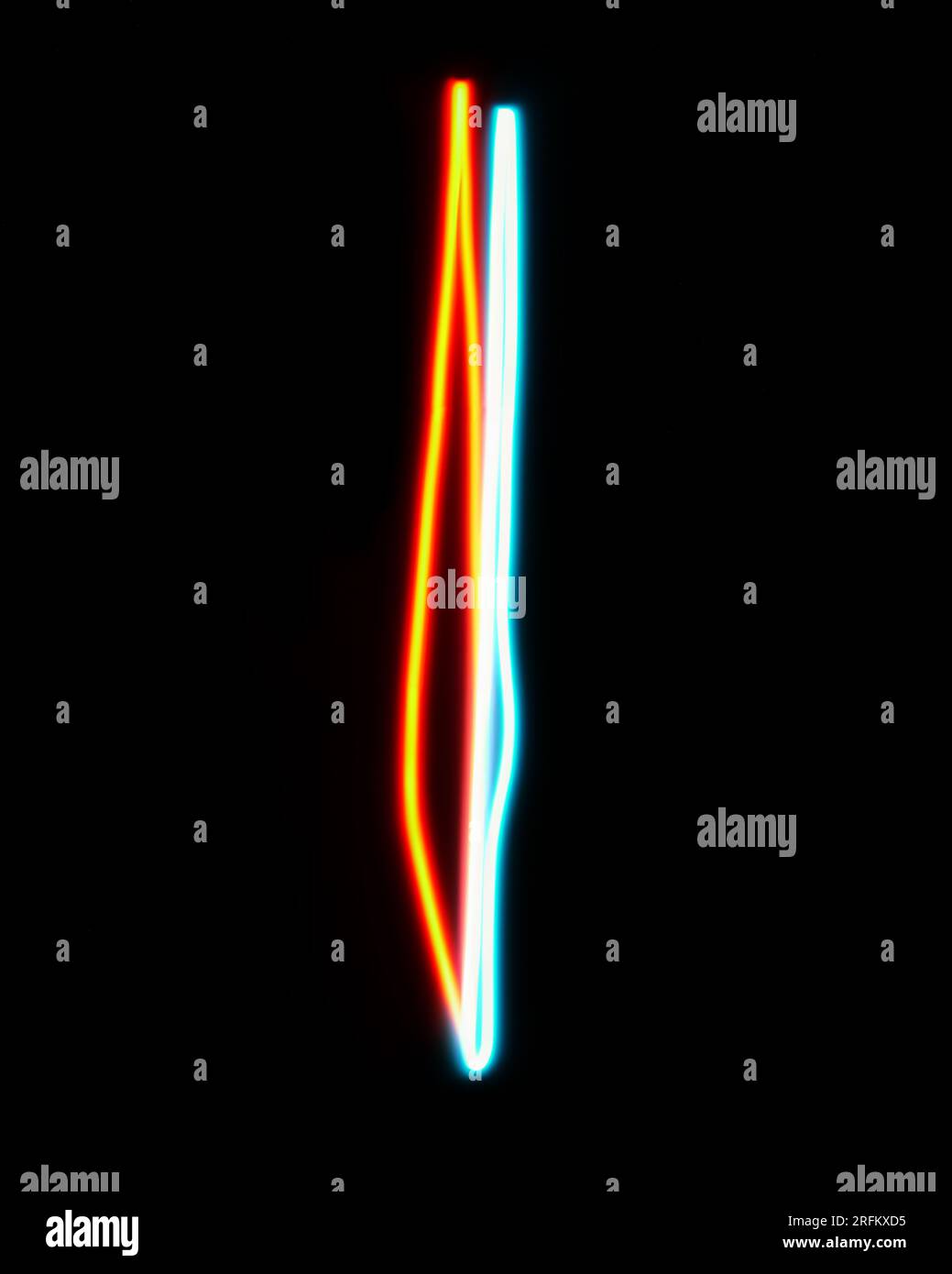 Number 1 of the alphabet made from neon sign. The blue red light image ...