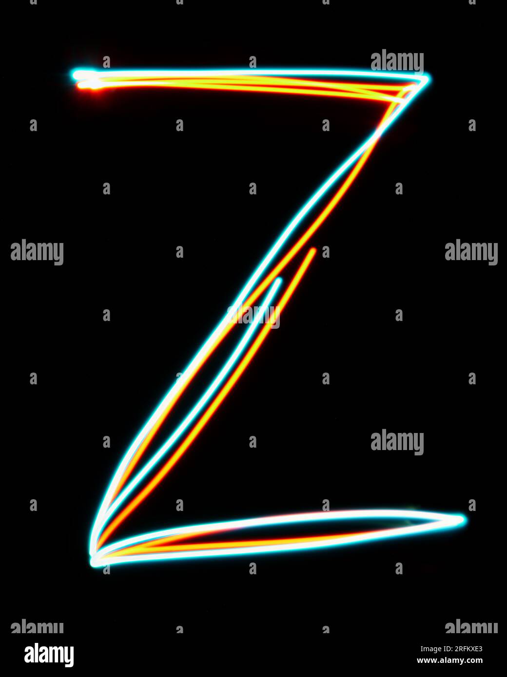 Letter Z of the alphabet made from neon sign. The blue red light image ...