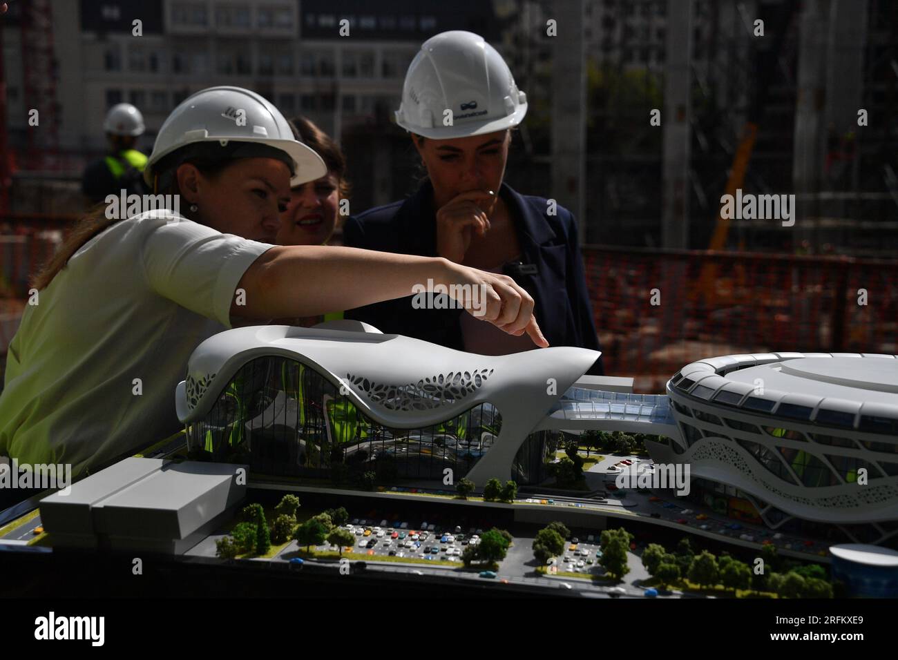 Moscow. Model of the `Olympiysky` sports complex under construction ...