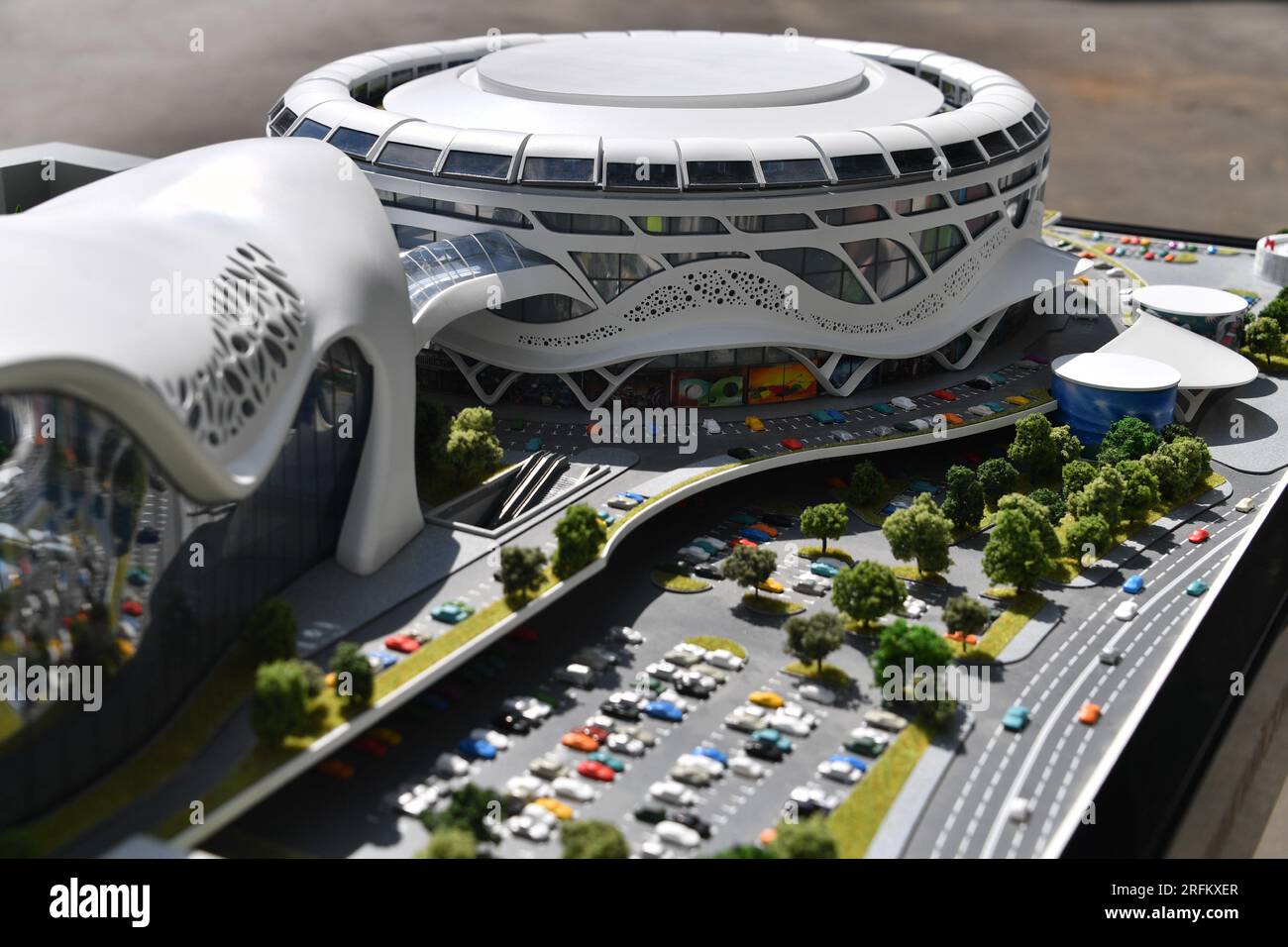 Moscow. Model of the `Olympiysky` sports complex under construction ...