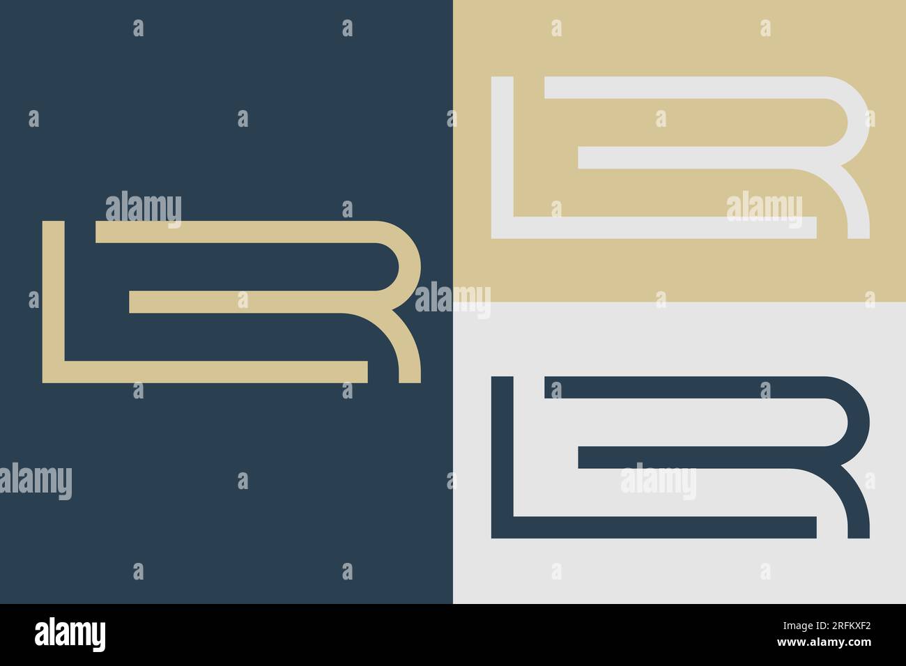 Luxury Initial LR or RL Monogram Text Letter Logo Design Stock Vector ...