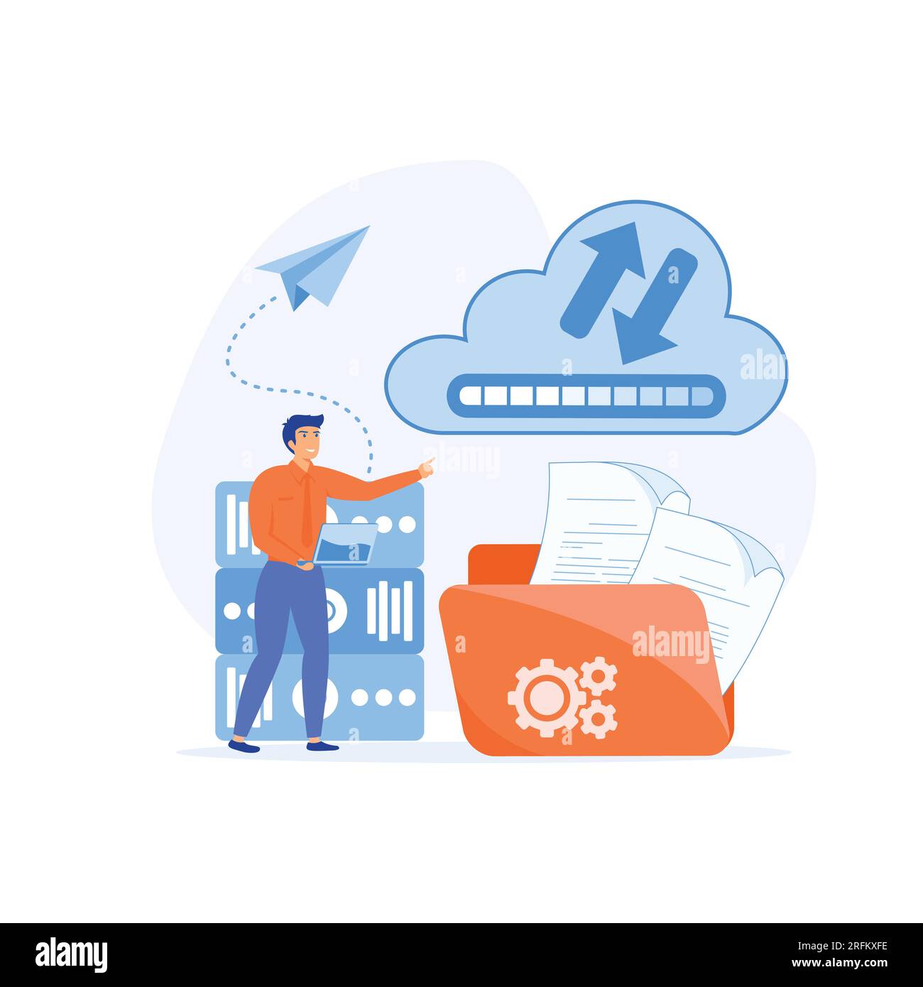 Cloud Computing Concept Data Center File Management Flat Vector 8222