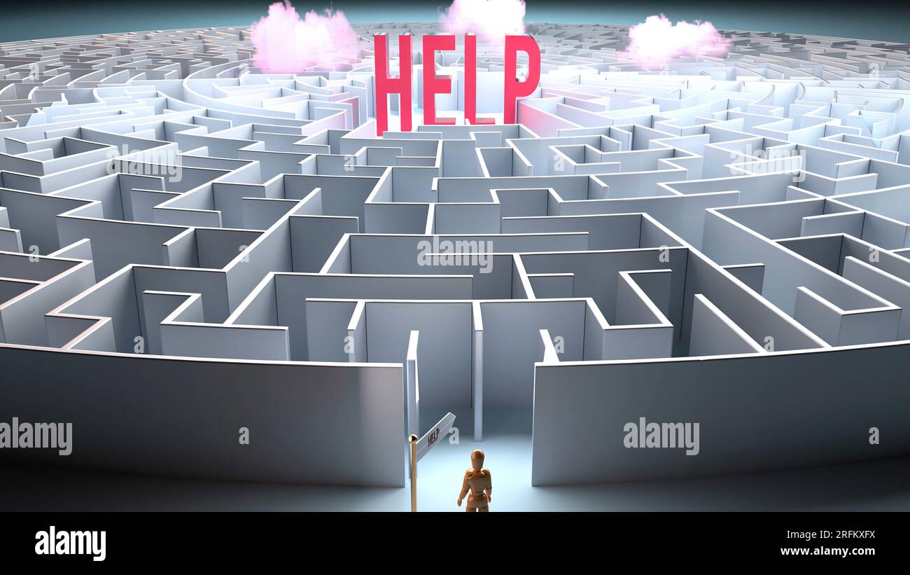 A vulnerable person in front of a big obstacle and a challenge to find ...