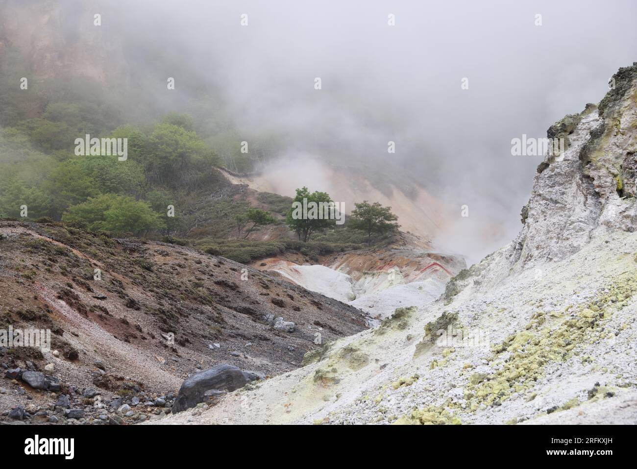 Beautiful valley of Jigokudani or "Hell Valley", located just above the ...
