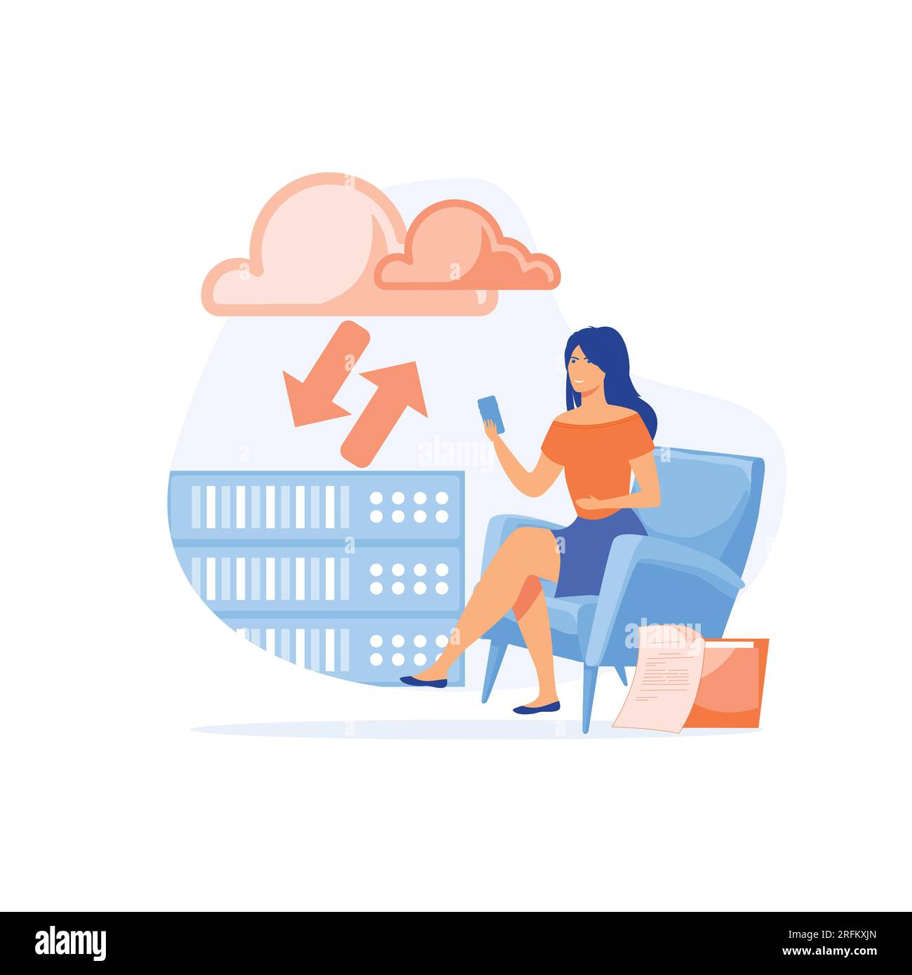 Cloud storage concept, Digital hosted storage, database security, data infrastructure service ...