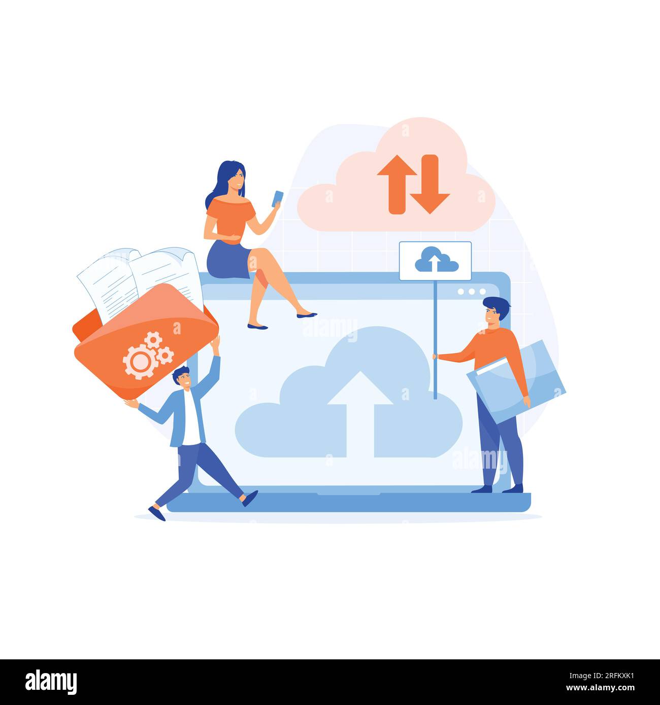 cloud server storage concept. team administrator and developer working with computer monitor ...