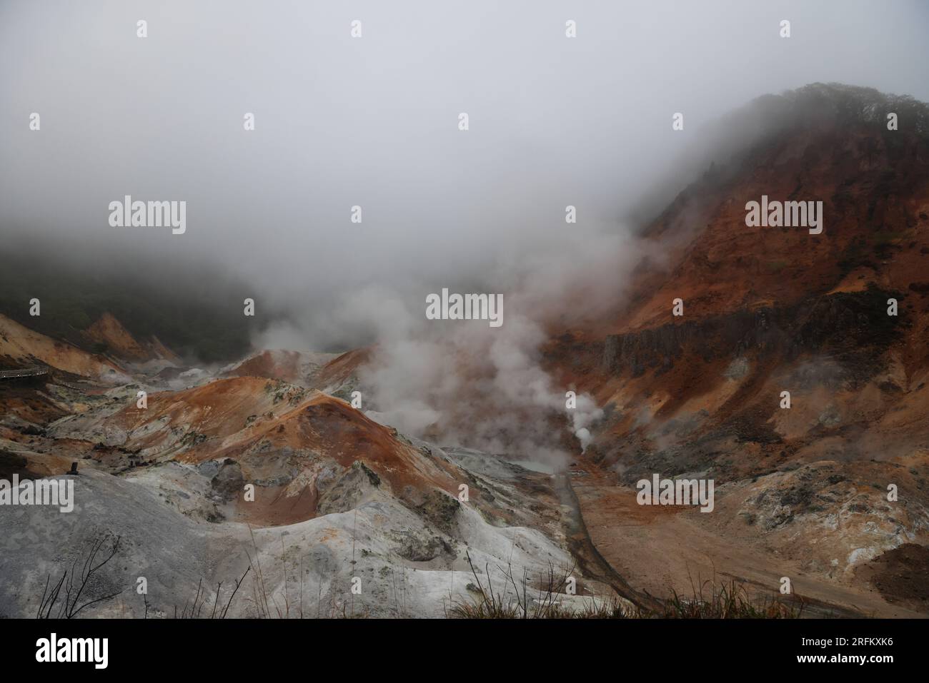 Beautiful valley of Jigokudani or "Hell Valley", located just above the ...
