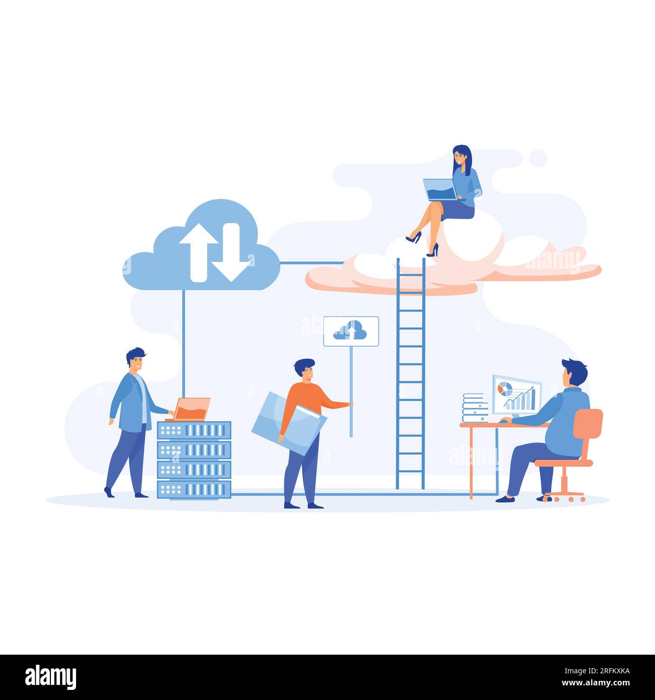 business technology storage cloud computing service concept, flat ... business technology storage cloud computing service concept, flat ...