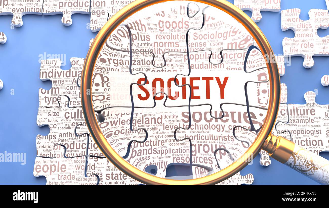 Society being closely examined along with multiple vital concepts and ...