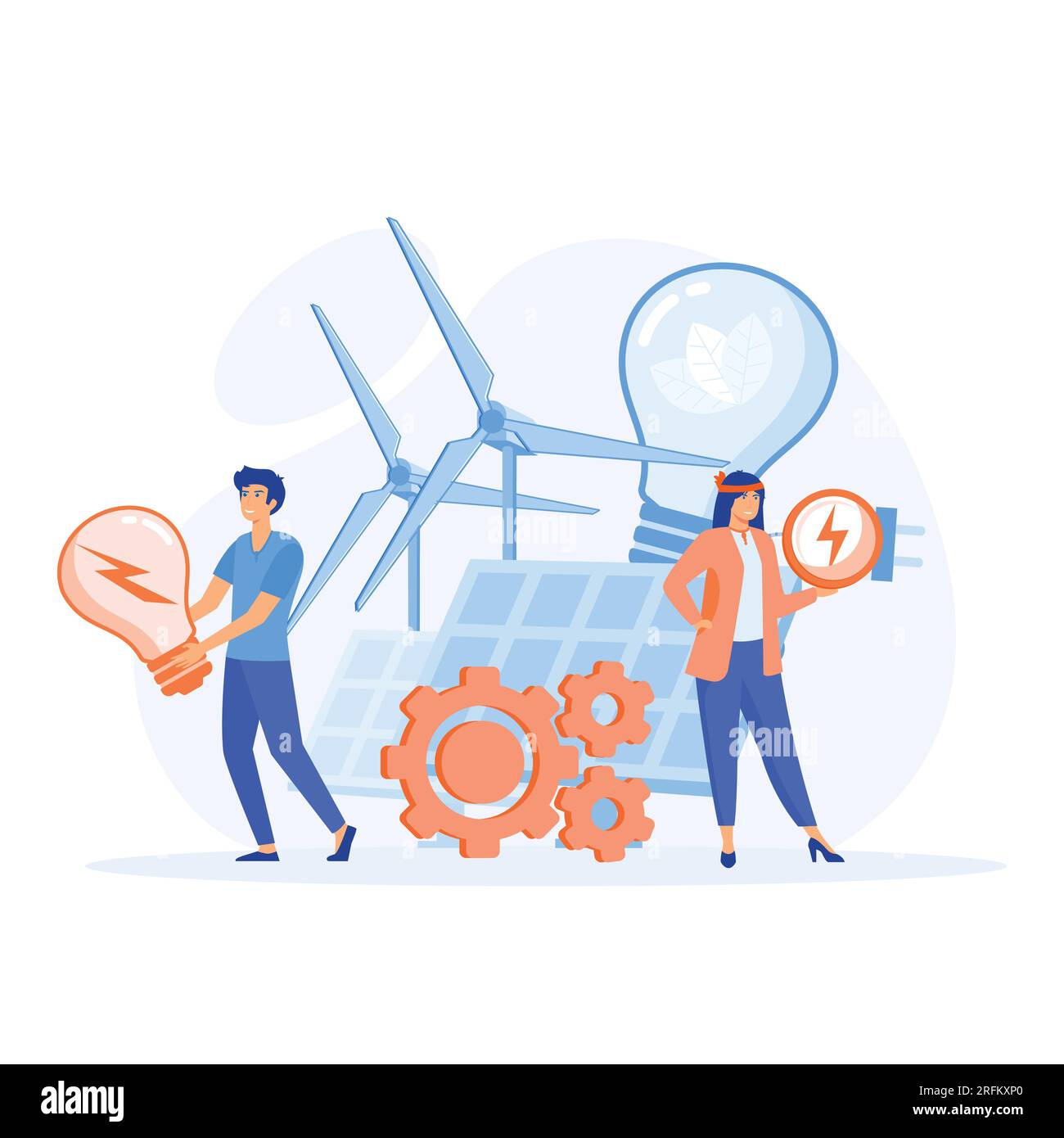 Green energy to clean environment concept. People using eco future ...