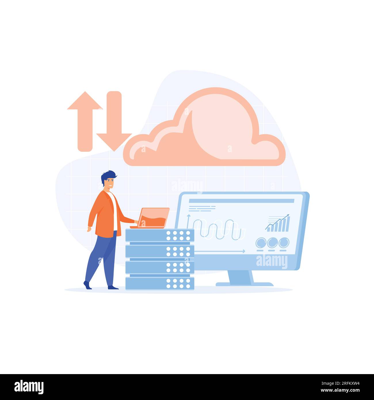 business technology cloud computing service concept, developer team ...