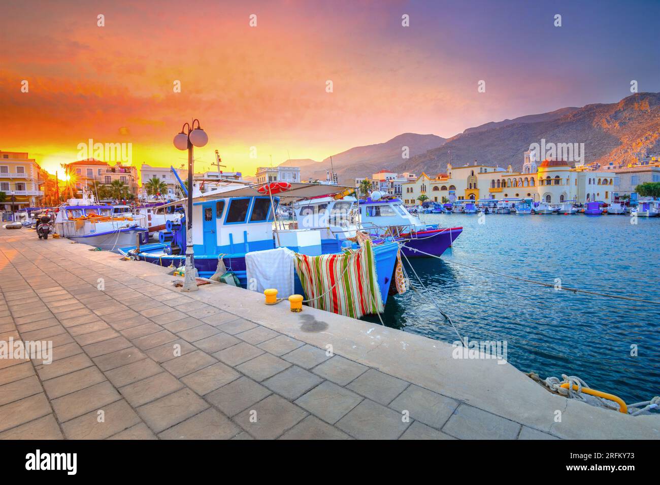 Scenic Pothia the capital of Kalymnos island, Dodecanese, Greece Stock ...