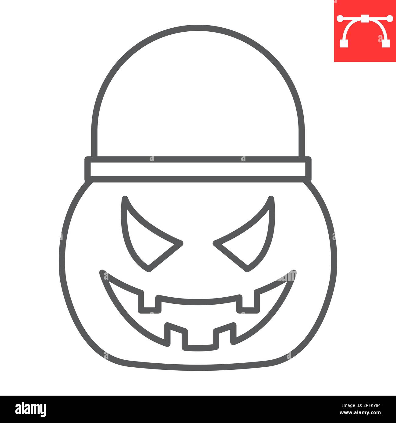 Halloween basket line icon, halloween and holiday, halloween bucket ...
