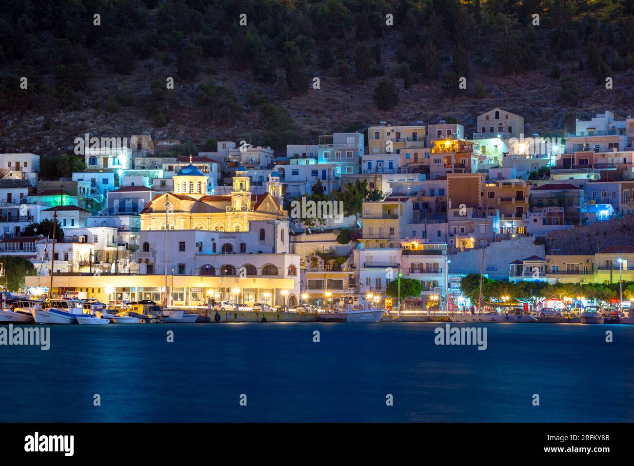 Scenic Pothia the capital of Kalymnos island, Dodecanese, Greece Stock ...