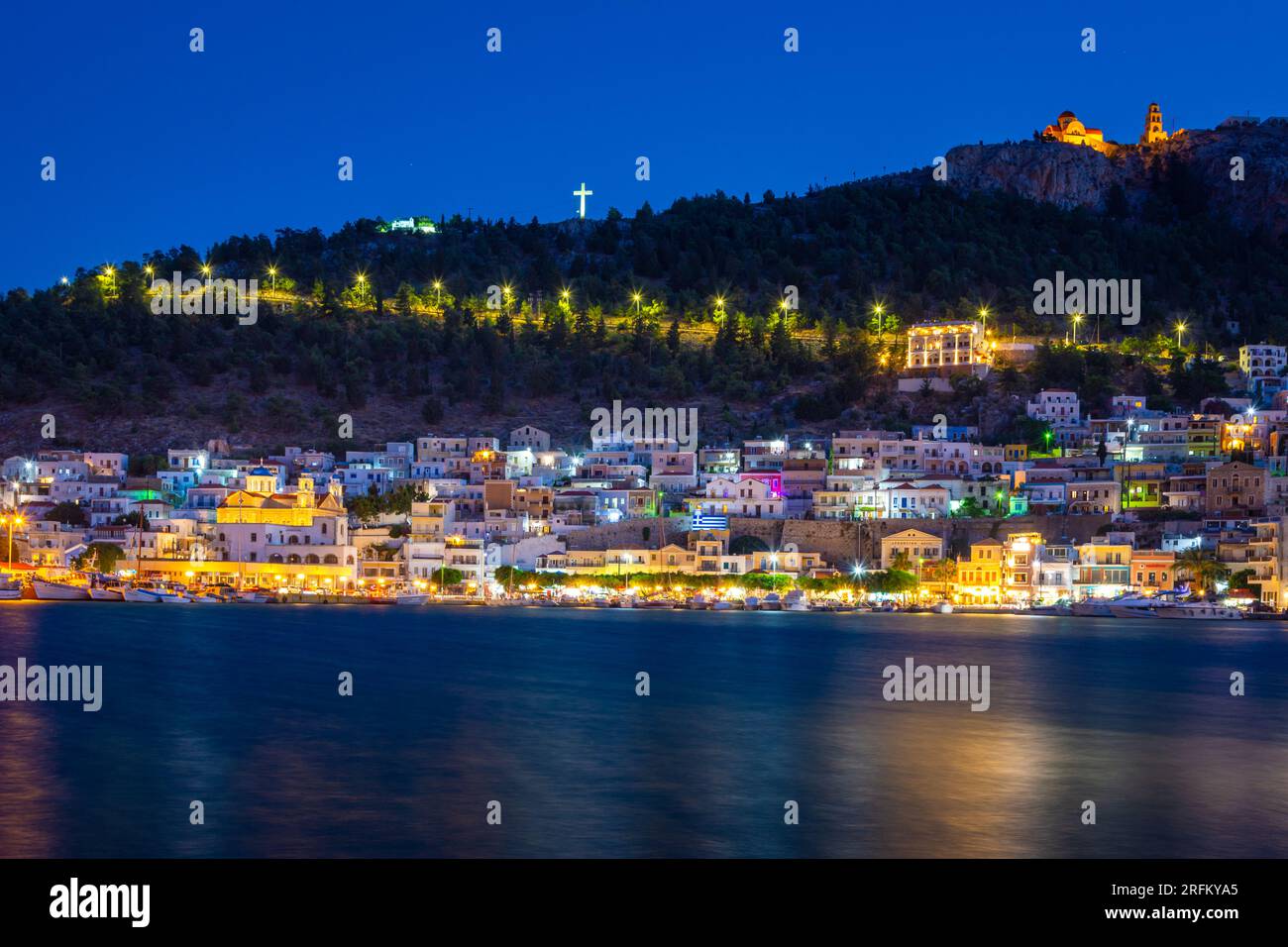 Scenic Pothia the capital of Kalymnos island, Dodecanese, Greece Stock ...