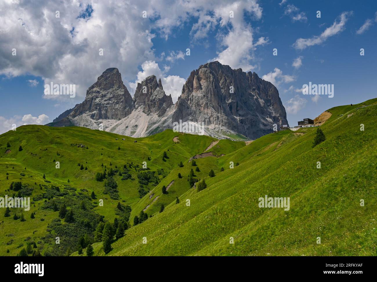 Wolkenstein, Italy. 17th July, 2023. The mountain peaks of the ...