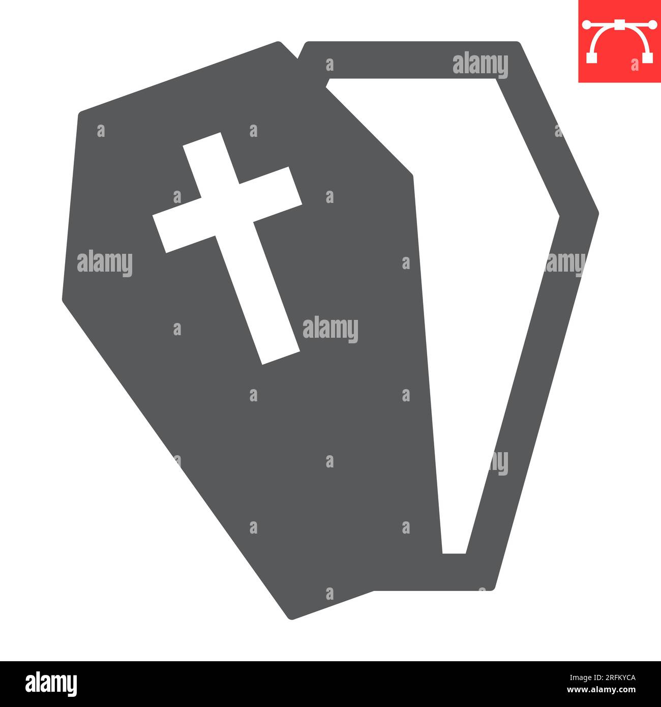Coffin glyph icon, halloween and funeral, wooden coffin vector icon ...