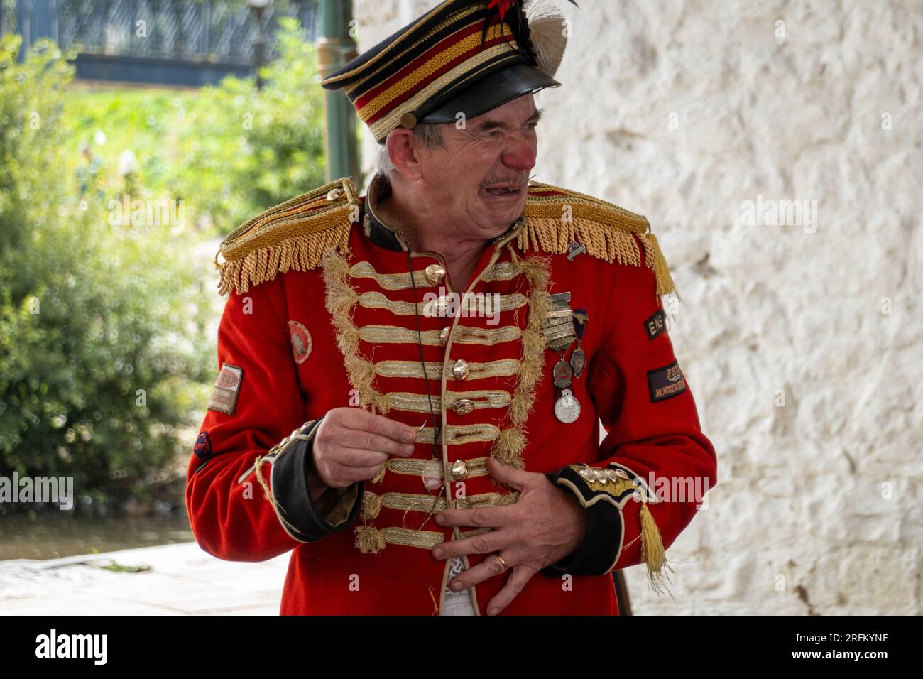 Uncle Tacos Flea Circus - performing on Exeter Quay Stock Photo - Alamy