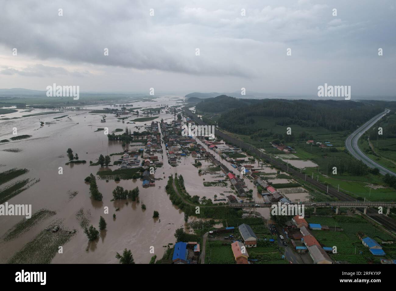 Harbin. 4th Aug, 2023. This aerial photo taken on Aug. 4, 2023 shows a ...