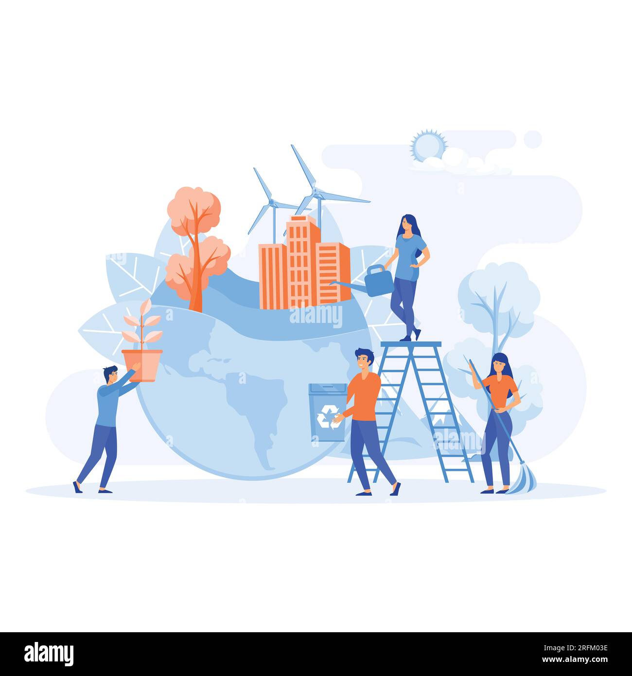 Ecology concept. People are preparing for the holiday, saving the ...