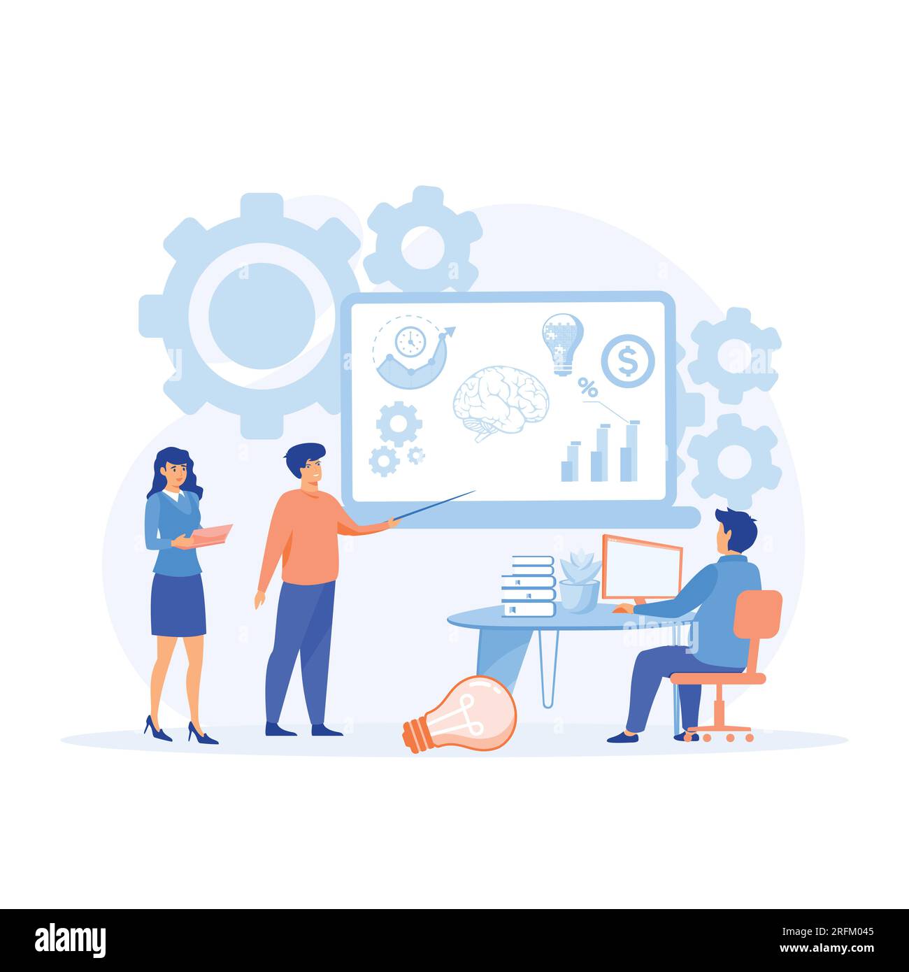 Business people characters working in the office. Team project ...