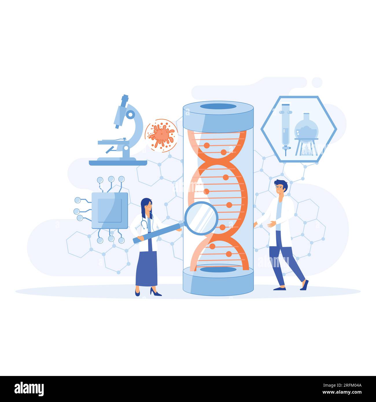 Biotechnology or bio tech DNA research as genetic science outline ...