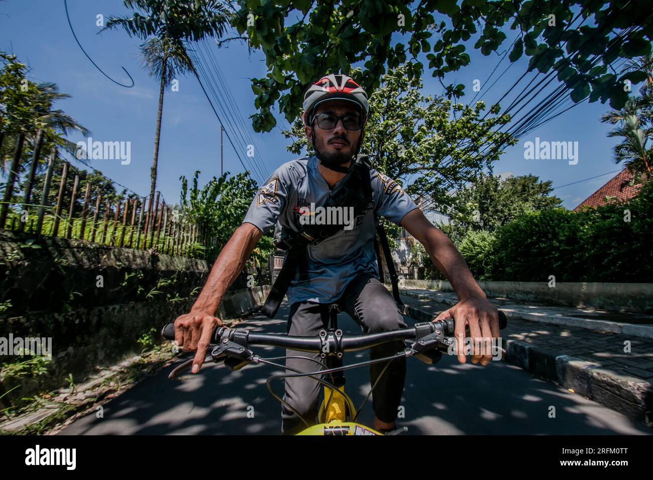 Bogor, Indonesia - August 01, 2023: The cyclist in the front view photo ...