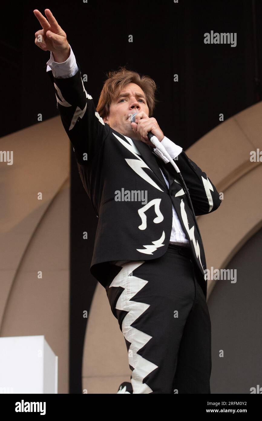 Lead singer Pelle Almqvist of Swedish rock band The Hives performs at ...
