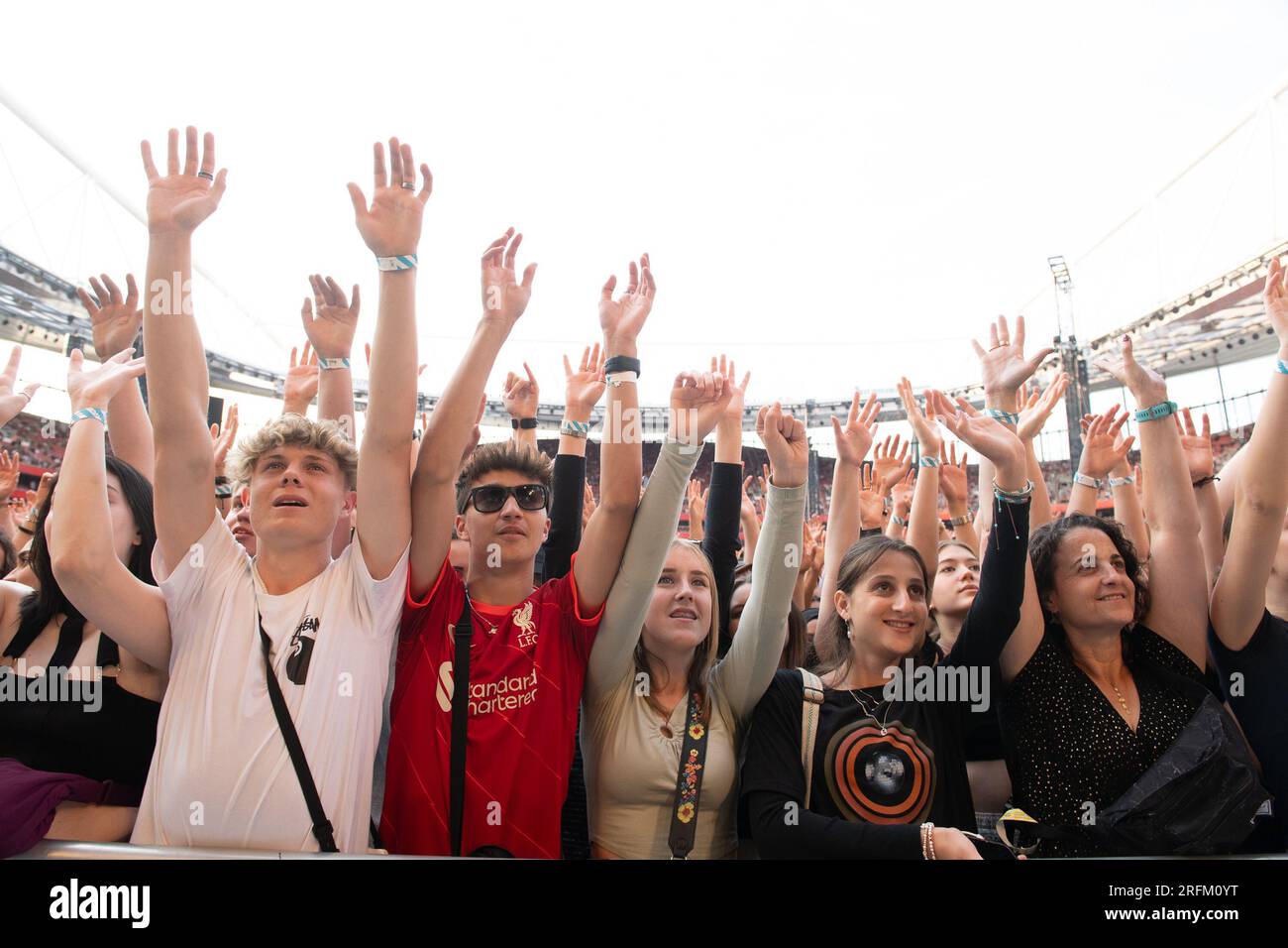 The crowd as Swedish rock band The Hives performs at Emirates Stadium ...