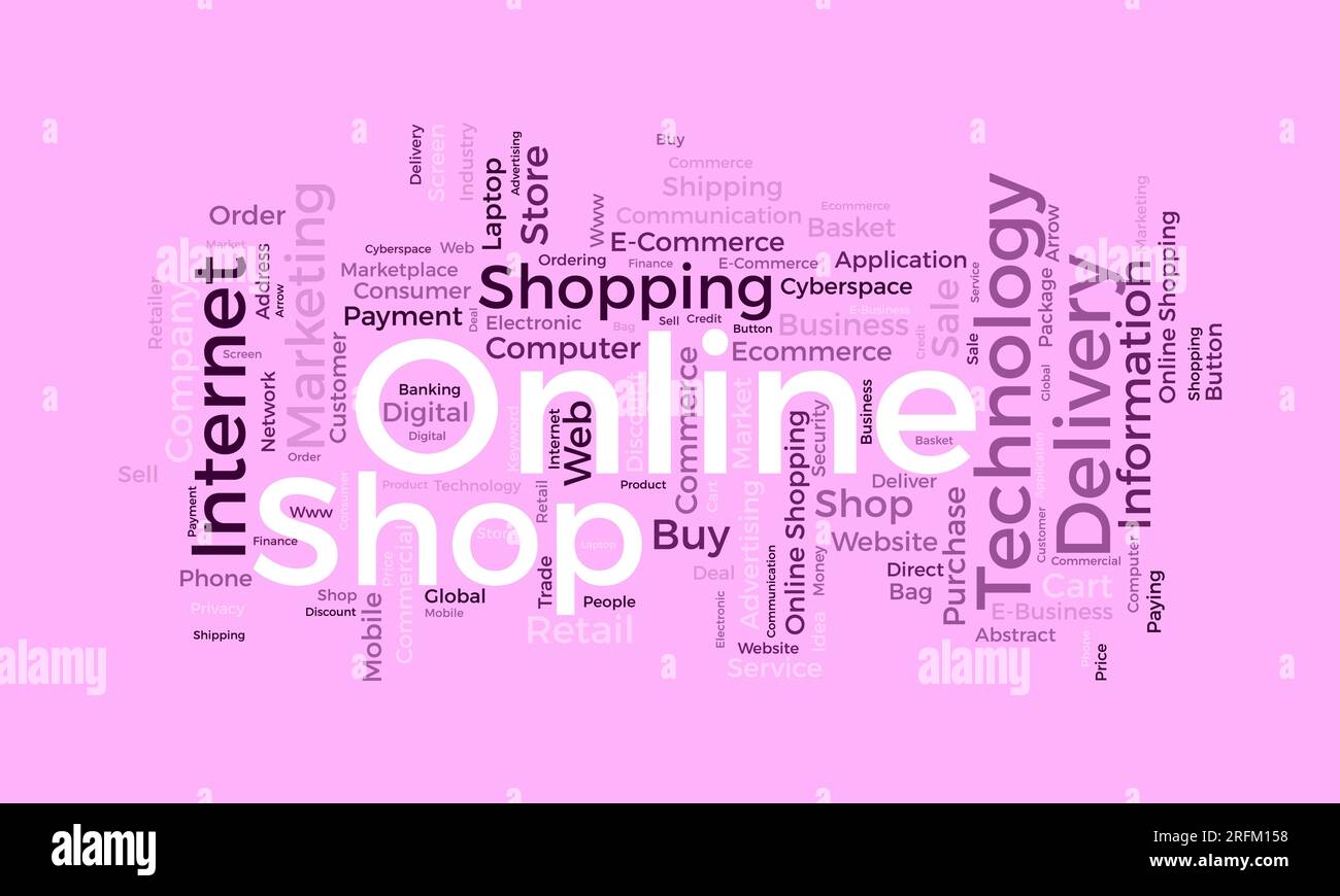 Word cloud background concept for Online shop. Growth your retail or e ...