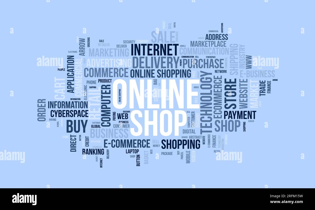 Word cloud background concept for Online shop. Growth your retail or e ...