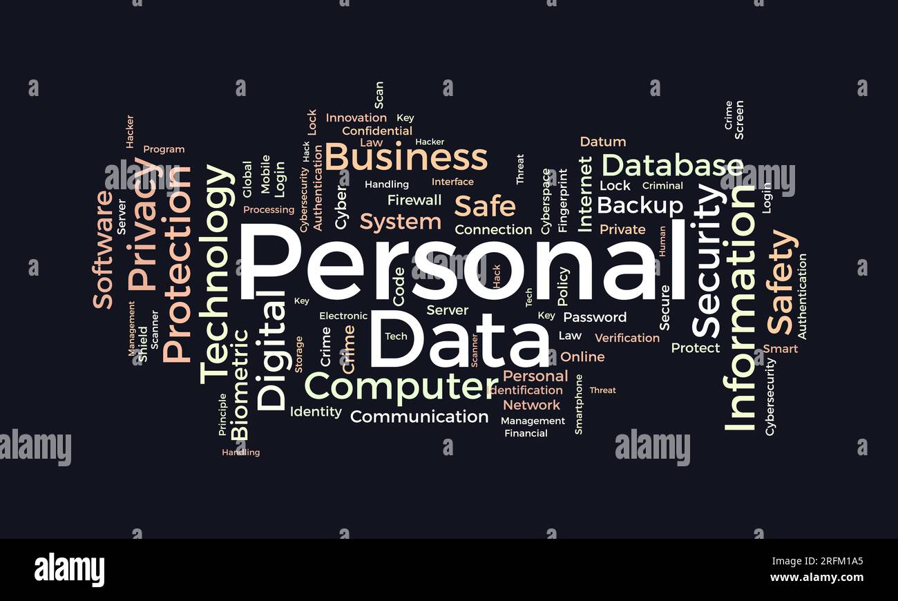 Word cloud background concept for Personal data. Digital safety ...
