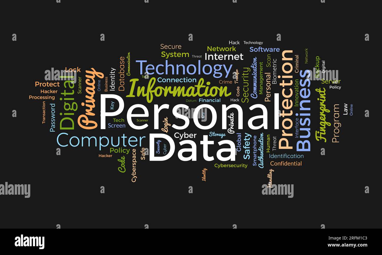 Word cloud background concept for Personal data. Digital safety ...